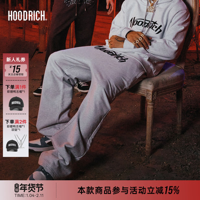 HOODRICH弧形字母LOGO贴布刺绣直筒卫裤秋季潮流百搭休闲运动裤