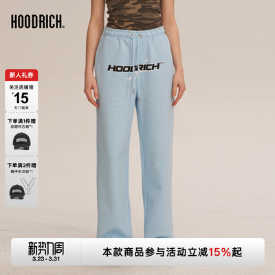 HOODRICH弧形字母LOGO贴布刺绣直筒卫裤秋季潮流百搭休闲运动裤