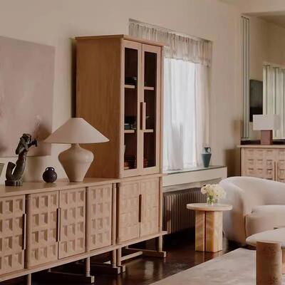 法书式复古实23428木边酒柜墅中别古风客厅雕刻展示储物柜美式轻