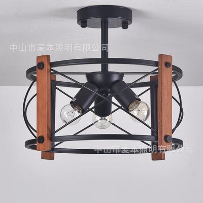 ea9233y美式复古工业走室廊餐厅卧台吸顶灯b阳实木铁艺灯具