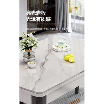 家亮光岩餐桌椅组长BIY合现代简约大理石餐桌用小户型吃饭板桌子