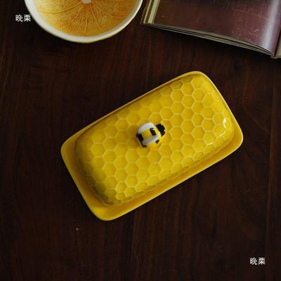 有瓷食欲的颜色出口欧式蜜蜂蜂巢造陶XLA点黄油碟型大号带盖心盘