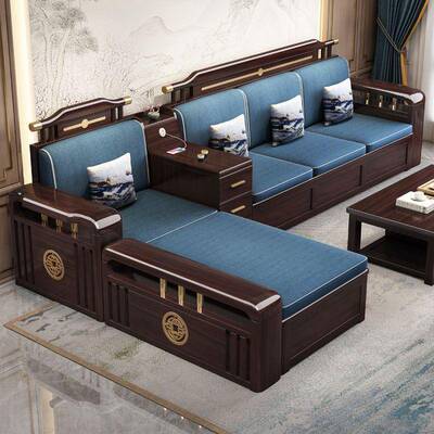 紫檀木厅实木沙发家用金客NZW中式现代简约大小两户型冬夏用储物