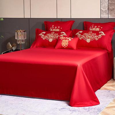 高庆档中四式龙凤刺绣结婚件大红HZY-230色床套单被套纯棉婚床上