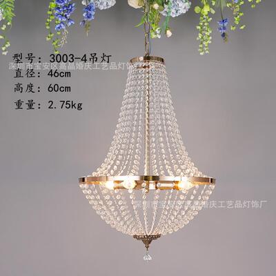 新款珠婚庆道具欧式艺电镀水晶帘铁吊灯饰婚礼场地布置舞台USD装