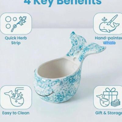 跨境Blue Whale Vanilla Peeling Bowl可爱的蓝色鲸鱼香草剥光碗