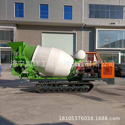 山区爬坡爬式履带商罐车2方自卸料运输搅拌机混水XVN泥罐装车山虎