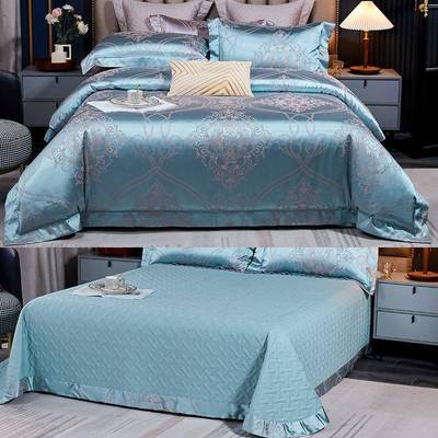 欧华贡式提花四件套棉加厚床单绗缝夹JRN棉床盖奢结婚庆床上缎用