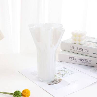 欧式约璃珍珠白花瓶创意玻水培容器芬顿造简花型插GRQ玻璃装饰摆