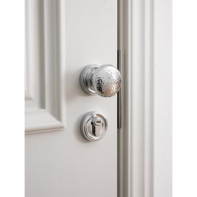 INDOORS法式极简银色黄铜卫生间门锁锤纹纯铜静音球形锁具门把手