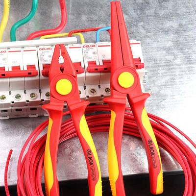 A实心老绝电工23375钳100钳0V耐压电工缘专用尖嘴钳防电钢丝LA325