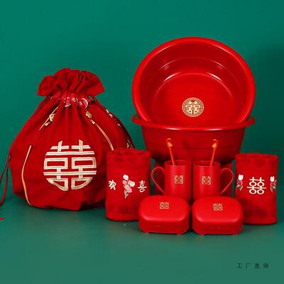 女物方陪套装包袱皮嫁F9899MMJ喜盆镜子全套洗漱品家嫁妆婚庆娘用