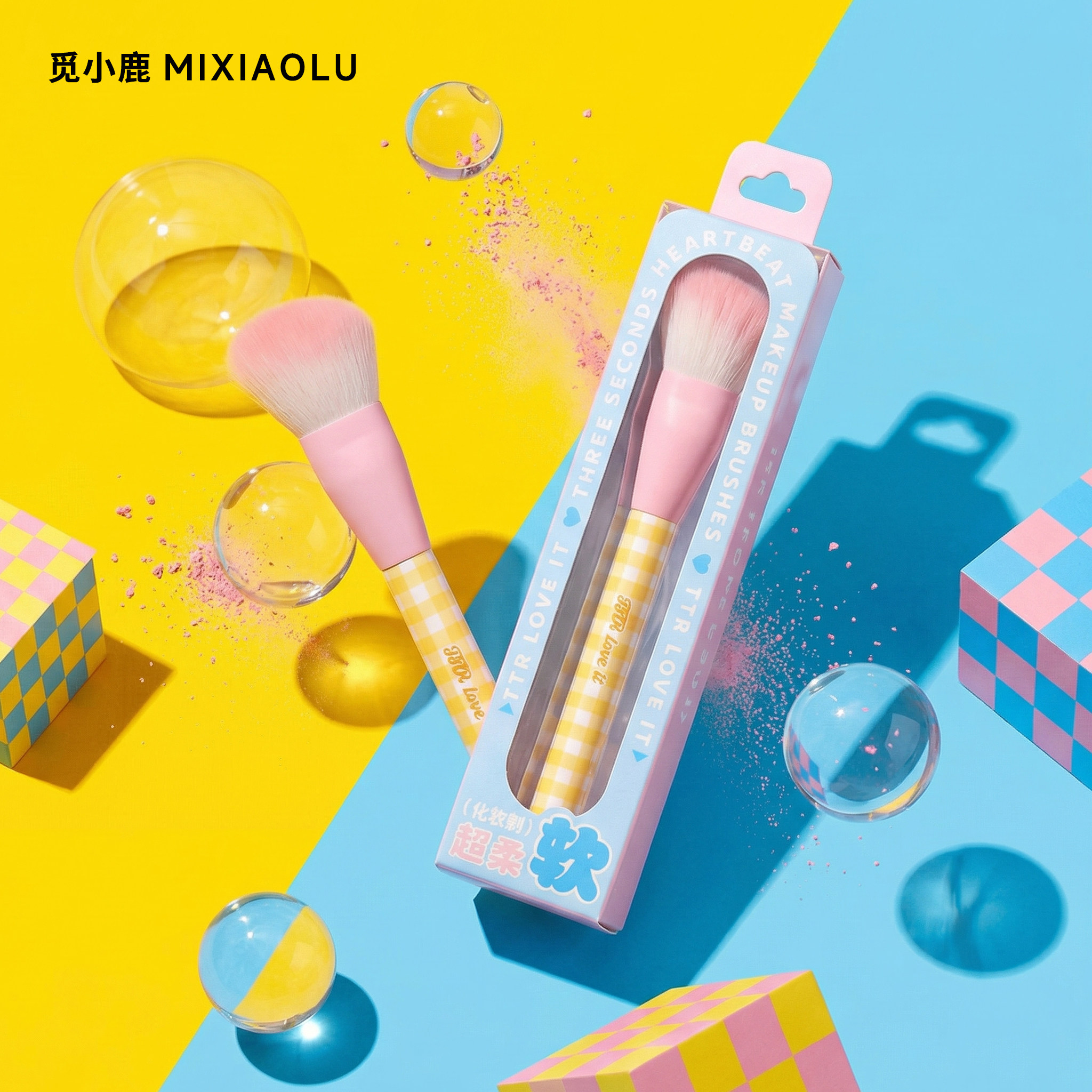 超软毛斜角修容刷侧脸面部轮廓大号斜坡桃心扇形腮红刷化妆师专用