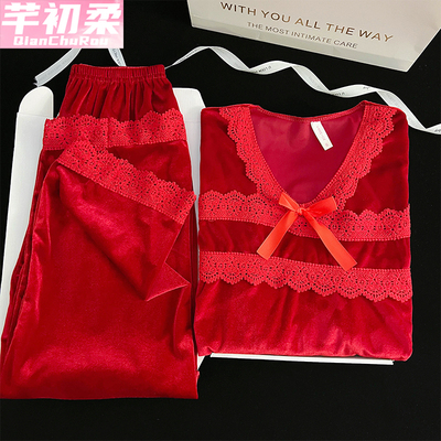 金丝绒女长袖睡衣套装2025新款