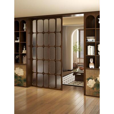 玄法厅式13940屏风推拉门隔断关中古客玻璃柜实木入户家用美式卧