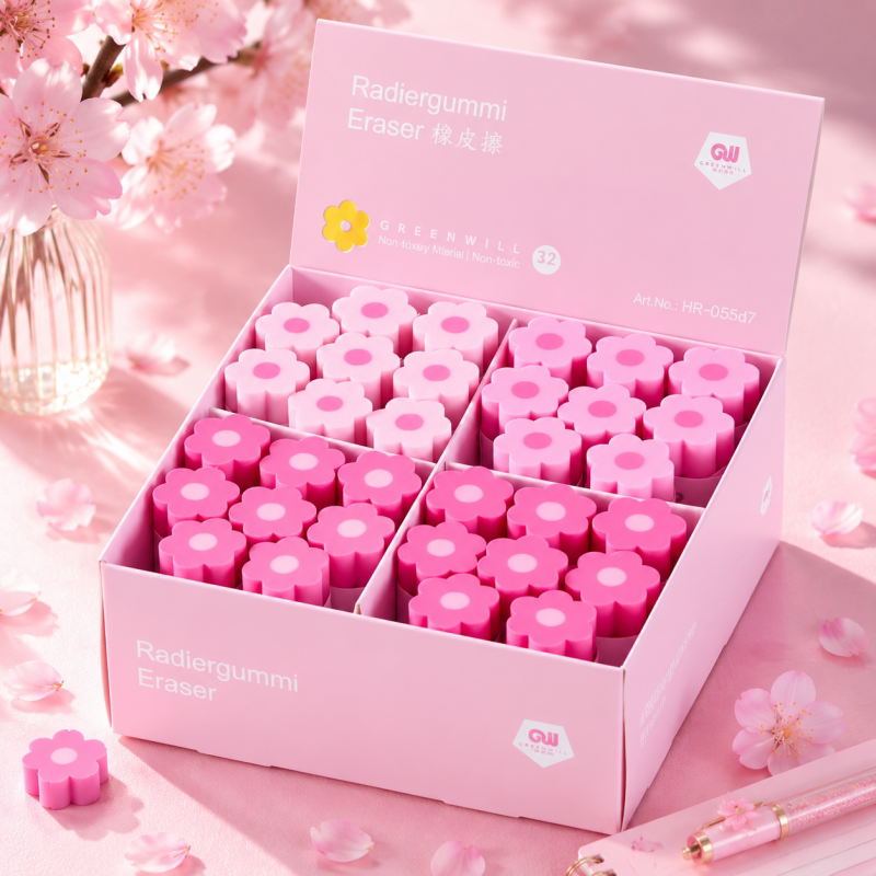 合荣樱花造型橡学生彩色皮擦粉色可爱创意文具办公用品橡胶擦