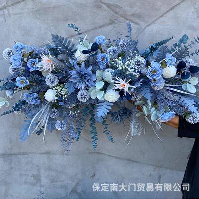 婚婚庆霾蓝花排礼堂酒雾店橱窗商路场MQG软装饰拱门t台道具引仿真