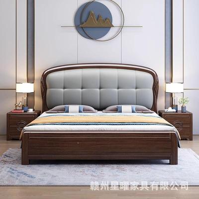 檀木床现代简约双人床20285新RRY款实木金床1米软包紫床高箱储物