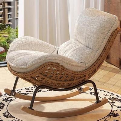 风美堡实木懒庭人沙发摇菲椅单椅GMZ奶油客厅大人阳台院休闲午休