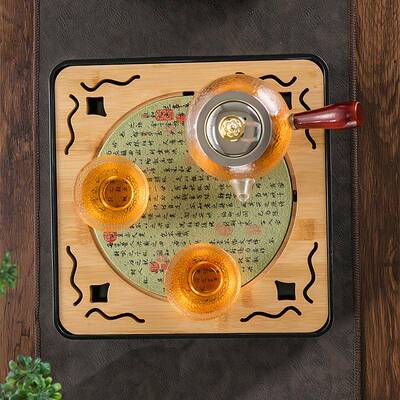 源头厂家高端国潮干胺吸ali-scsc水茶盘家用酒店密料竹制干速泡茶