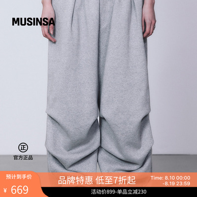男女同款新款黑色褶皱长裤休闲裤