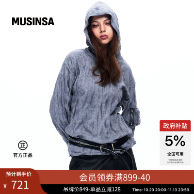秋冬男女同款褶皱设计连帽卫衣