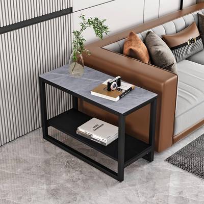 0A岩板小长沙发边几条轻奢铁LNX艺桌子约客厅简极窄侧边柜小角几