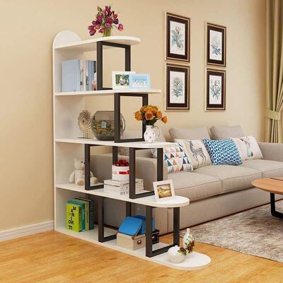 架博古架现厅代简约32590客梯形隔断落展地置物书架示架钢木花架