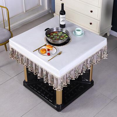 JDA烤火桌子罩套方形电暖炉p正u防6水皮F767HSM7罩开四方电炉桌孔