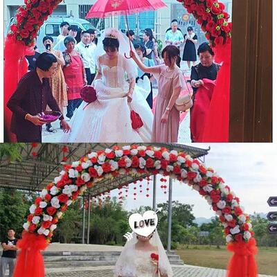 婚庆花绢花彩拱门AIN门开业门结婚门口拱门装饰架花婚礼布置铁艺