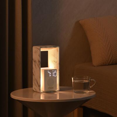 2025多功白能噪时33499创钟闹钟贪睡意几何立体卧音室床头led夜灯