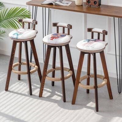 美式实木吧台椅旋靠背高凳脚轻奢简家用酒吧ZG-68062椅子前台约吧