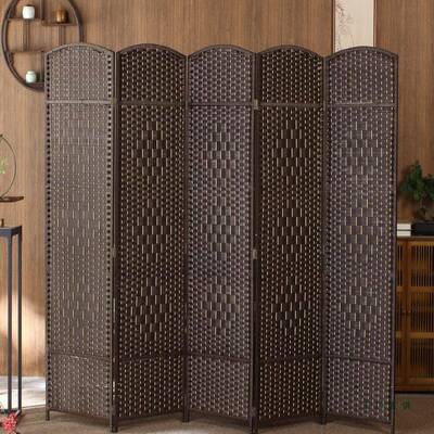 草5479屏风隔断编酒店玄关客厅卧室遮屏挡家用折简折易叠移动实木