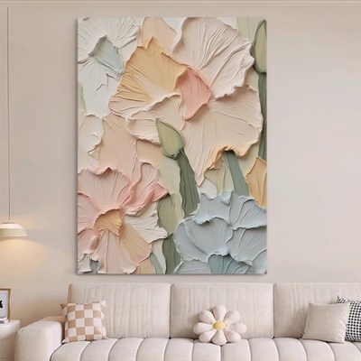 《生如夏花》奶油风客厅装饰画沙发背景墙落地画玄关抽象肌理挂画