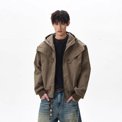 连帽立领常规座山雕长袖中国复古