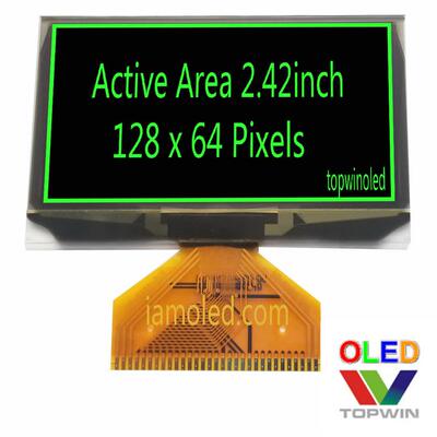 2.42英寸绿色光oled液晶显示屏2864asgpg14高亮省电黑底绿字工控