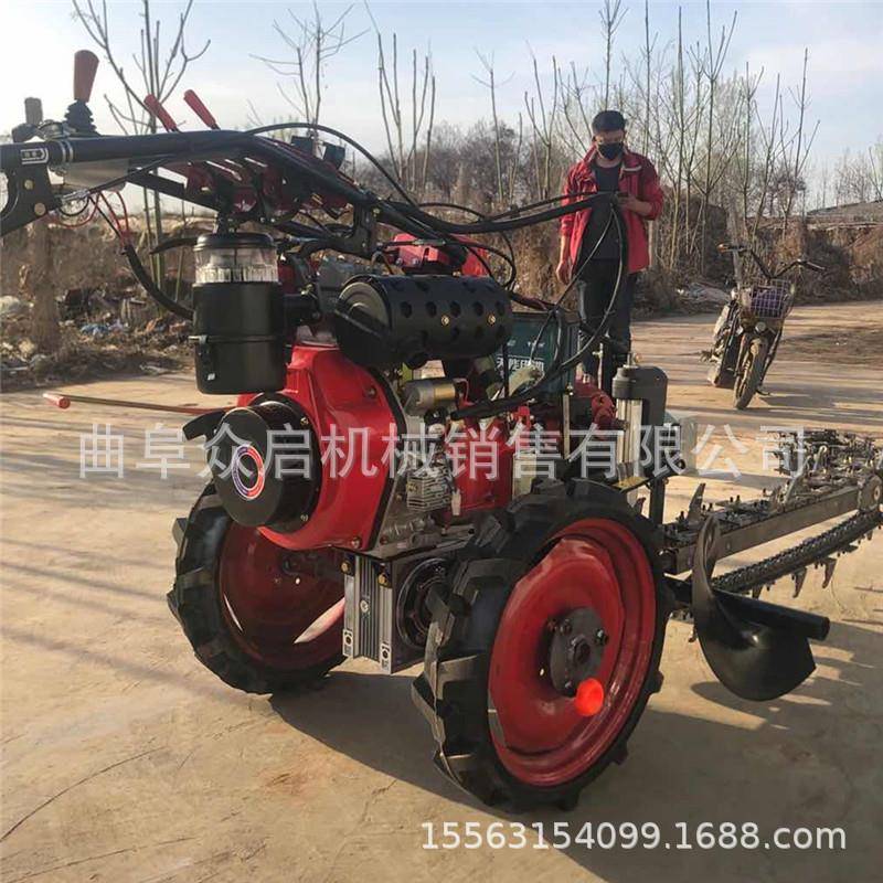 链条开机手扶小型沟链条手挖沟开槽RPA推挖槽机20公分宽1米深挖坑