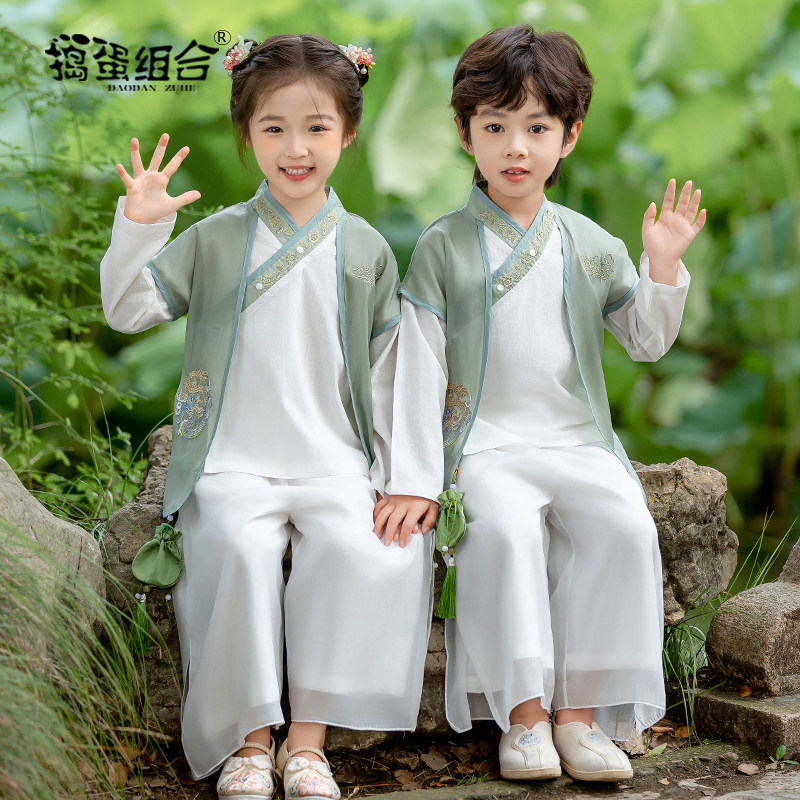 男童汉服古装夏季女童唐装国风亲子装国学服小学生民族服装演出服