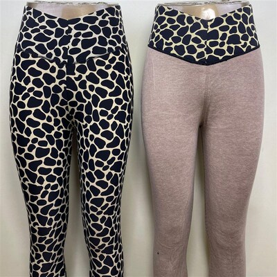 朗瑞2024款女豹纹光面高腰t中厚双层632-423保暖打底裤加厚棉裤63