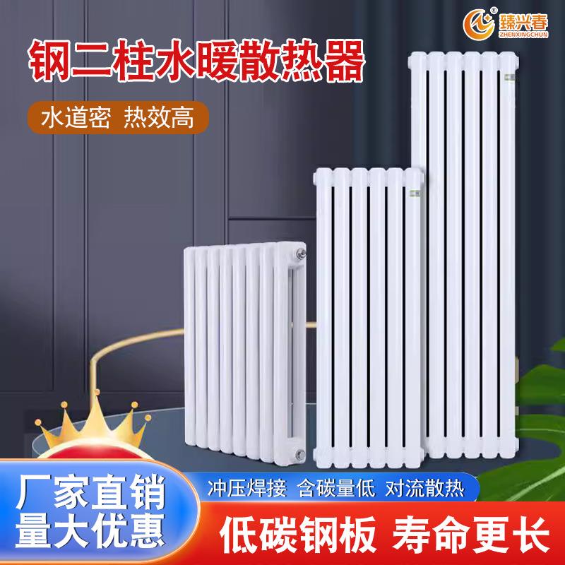 家用5025钢二柱暖气片集中供暖立式水暖散热片钢制散热器壁挂式
