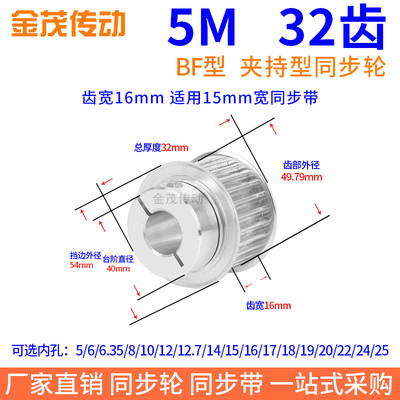 5M32齿宽16夹持型同步带轮内孔5 6.35 8 10 12 15抱紧HTCPA同步轮