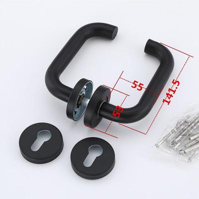 黑色不锈防手火门钢把双弯门拉手通用门把手分体门型防火门把锁通