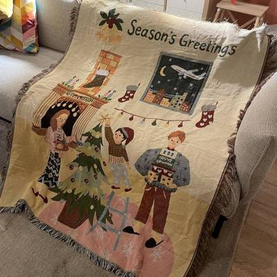 MerrytAL679873Chrismas圣诞毯节装饰休闲毯沙发毯挂圣诞毯一家