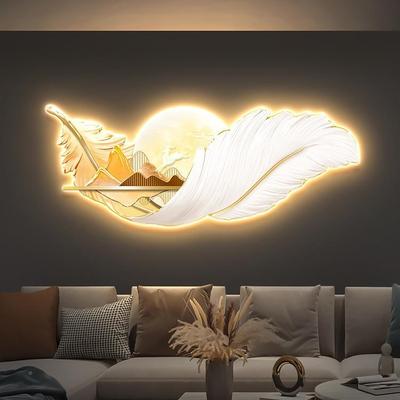 高感HS-08120羽客毛厅装灯饰画轻奢沙发背景级墙挂画山水主卧室床