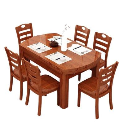 花梨木全心木餐桌椅实组合家实用374小户型可缩方圆两用新中式伸