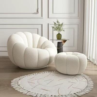 懒人沙发南小瓜花瓣弧形单人沙发发奶油风可旋转卧室沙阳休NNI闲