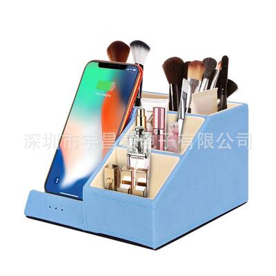 多具功能无线电桌充筒面收纳盒简约皮质笔创意YTC-WI05时尚文盒办
