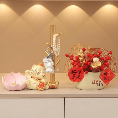 运连连客招财猫入户乔进门钥匙收纳置物架摆件家居厅好VKE迁新居