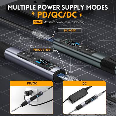 FNIRSI HS-02A/B智能电烙铁100W便携式恒温焊台焊笔家用维修焊接