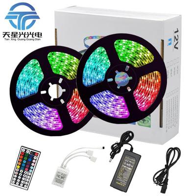 亚马逊爆款10米防水12V低压5050RGB套装灯带44键双输出现货电商款
